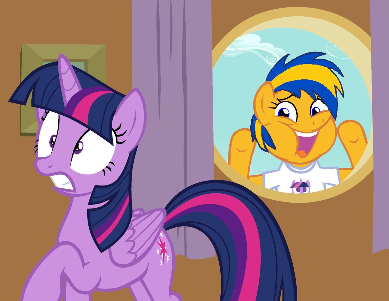 #3451572 - safe, artist:mlpfan3991, twilight sparkle, oc, oc:flare ...