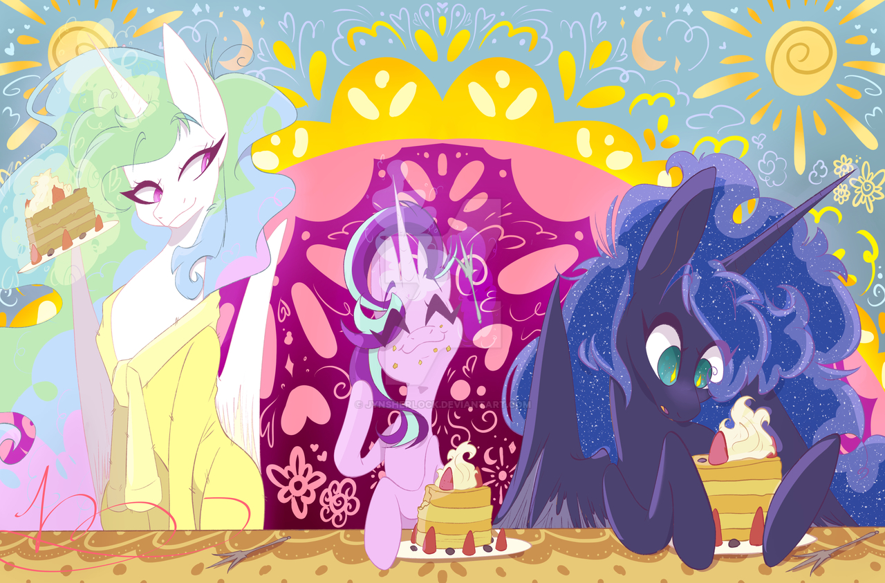 #3451960 - safe, artist:jynsherlock, princess celestia, princess luna ...