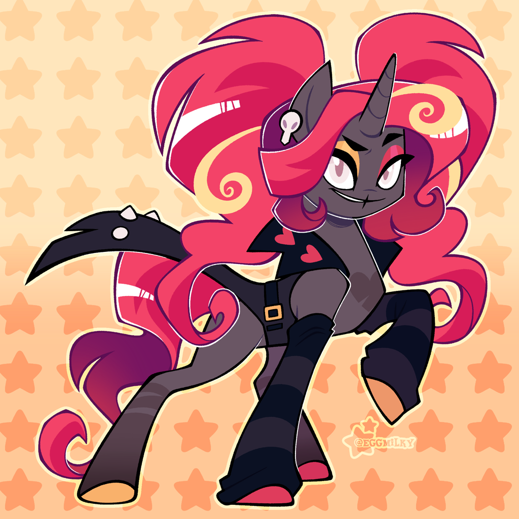 #3453068 - safe, artist:3ggmilky, oc, oc only, demon, demon pony, pony ...