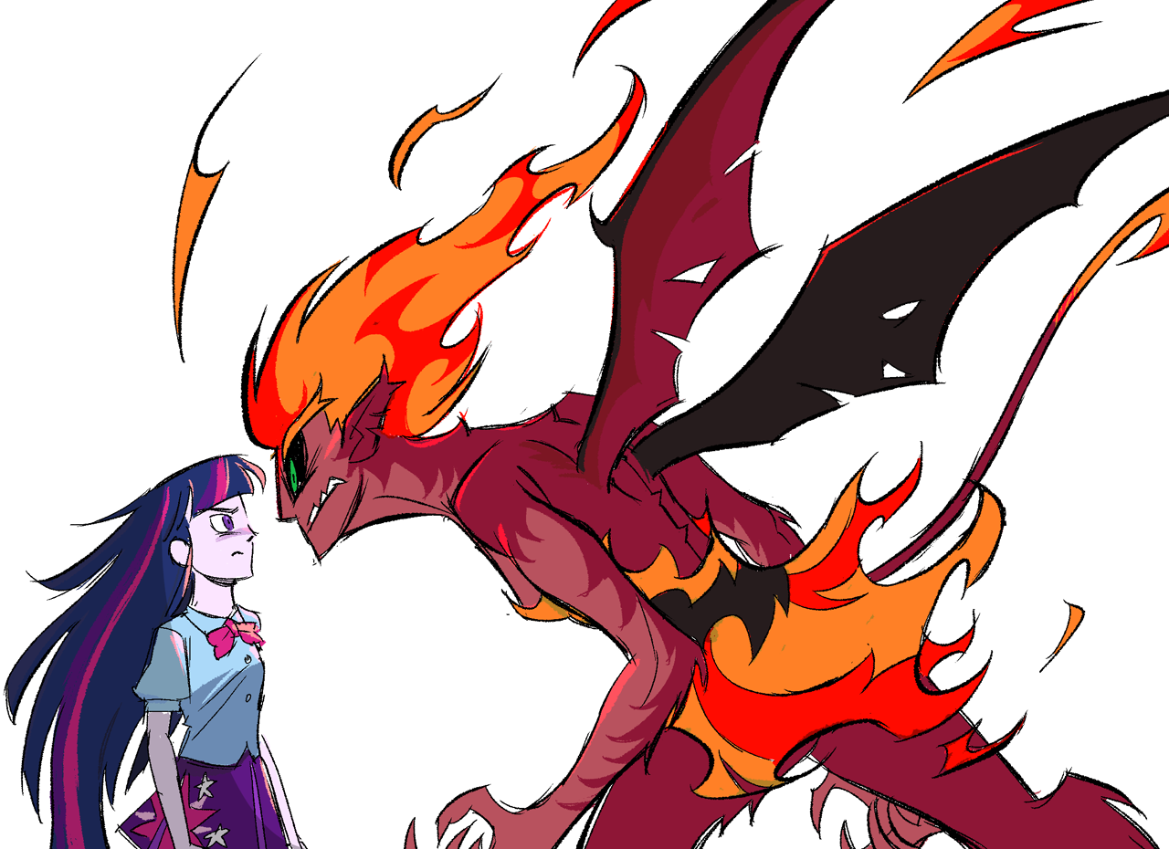 #3453496 - safe, artist:cranialgrind, sunset shimmer, twilight sparkle ...