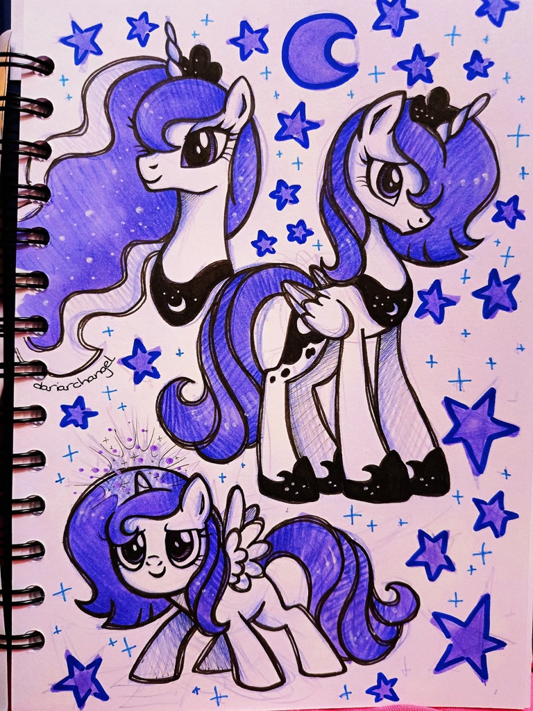 #3436573 - safe, artist:dariarchangel, princess luna, alicorn, g4, bust ...