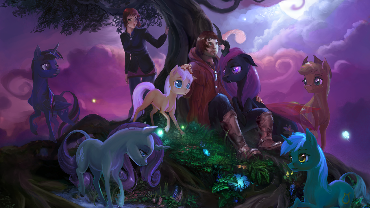 #3436629 - safe, artist:devinian, applejack, lyra heartstrings, rarity ...