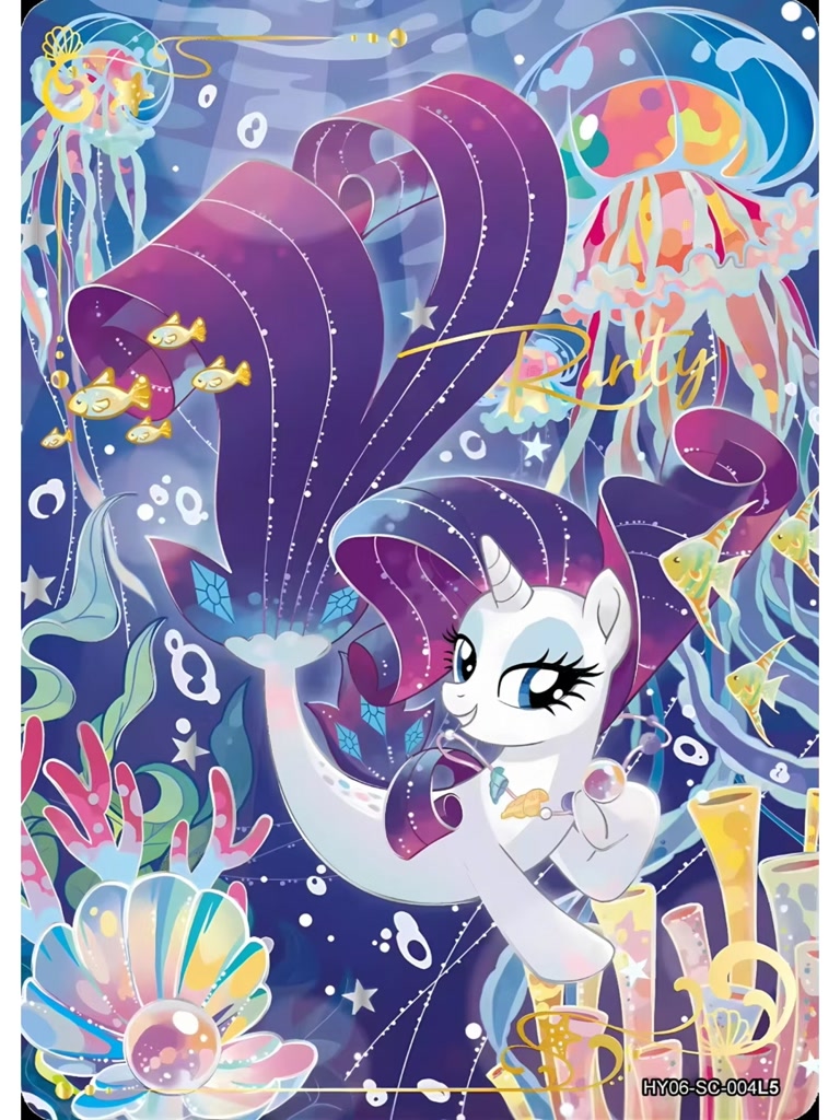 #3437126 - safe, rarity, fish, jellyfish, pony, seapony, series:卡游辉月六 ...