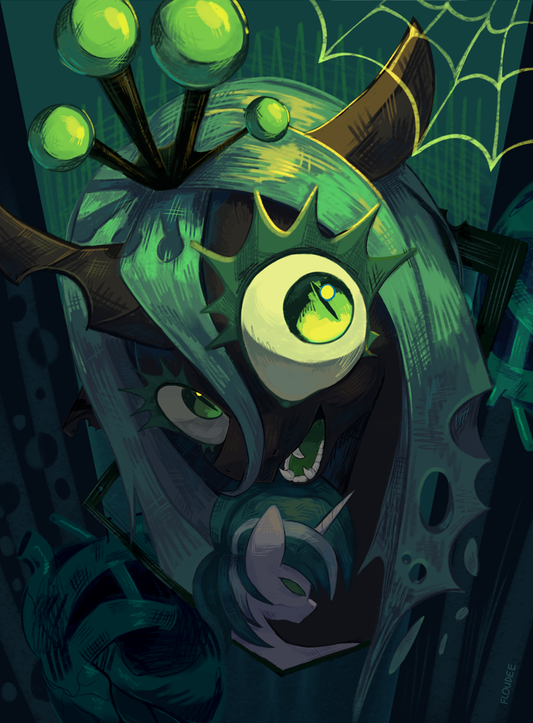 #3438644 - safe, artist:floudee, queen chrysalis, shining armor ...