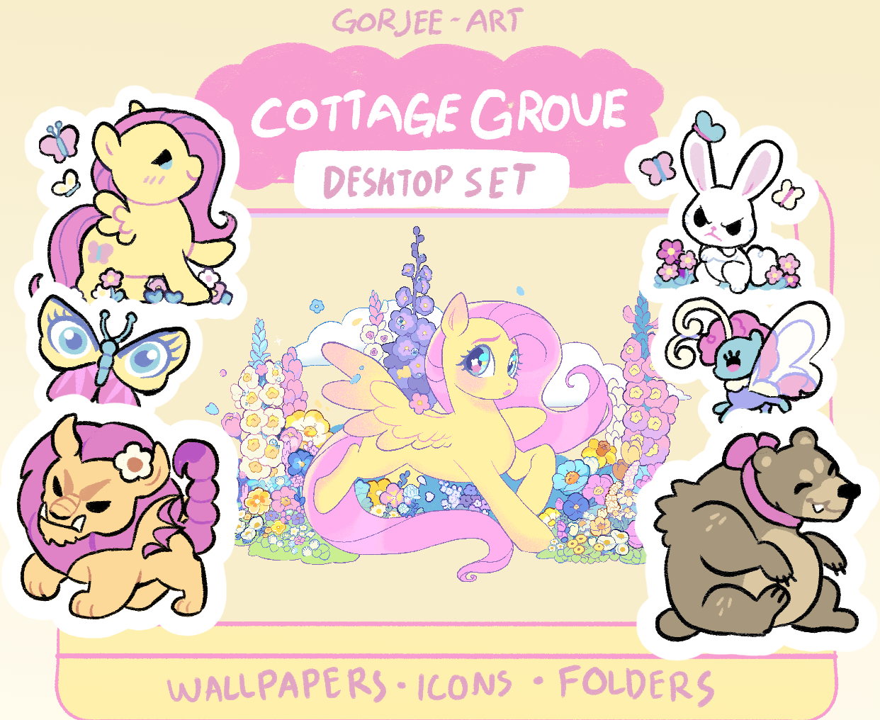 #3438671 - safe, artist:gorjee-art, angel bunny, fluttershy, harry ...