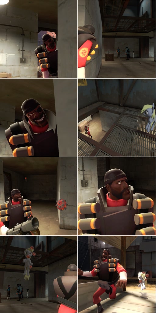 #3518725 - safe, derpy hooves, g4, 2fort, 3d, crossover, demoman (tf2 ...