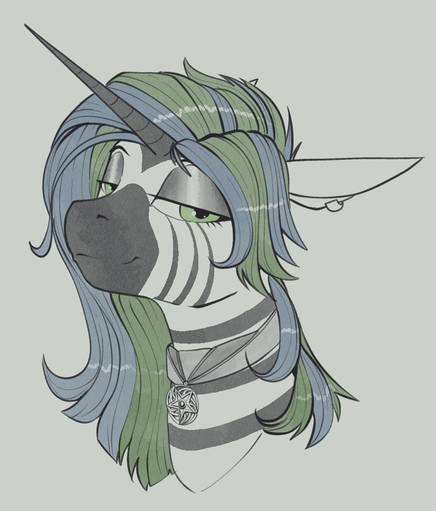 #3524722 - safe, artist:stray prey, oc, oc only, oc:forest glade, hybrid, pony, unicorn, zebra ...