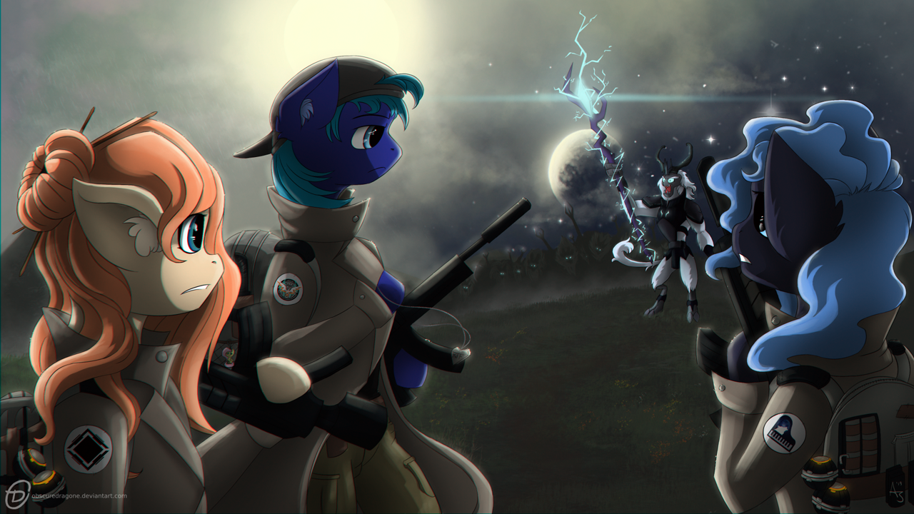 #3526837 - safe, artist:obscuredragone, fluttershy, storm king, oc, oc ...