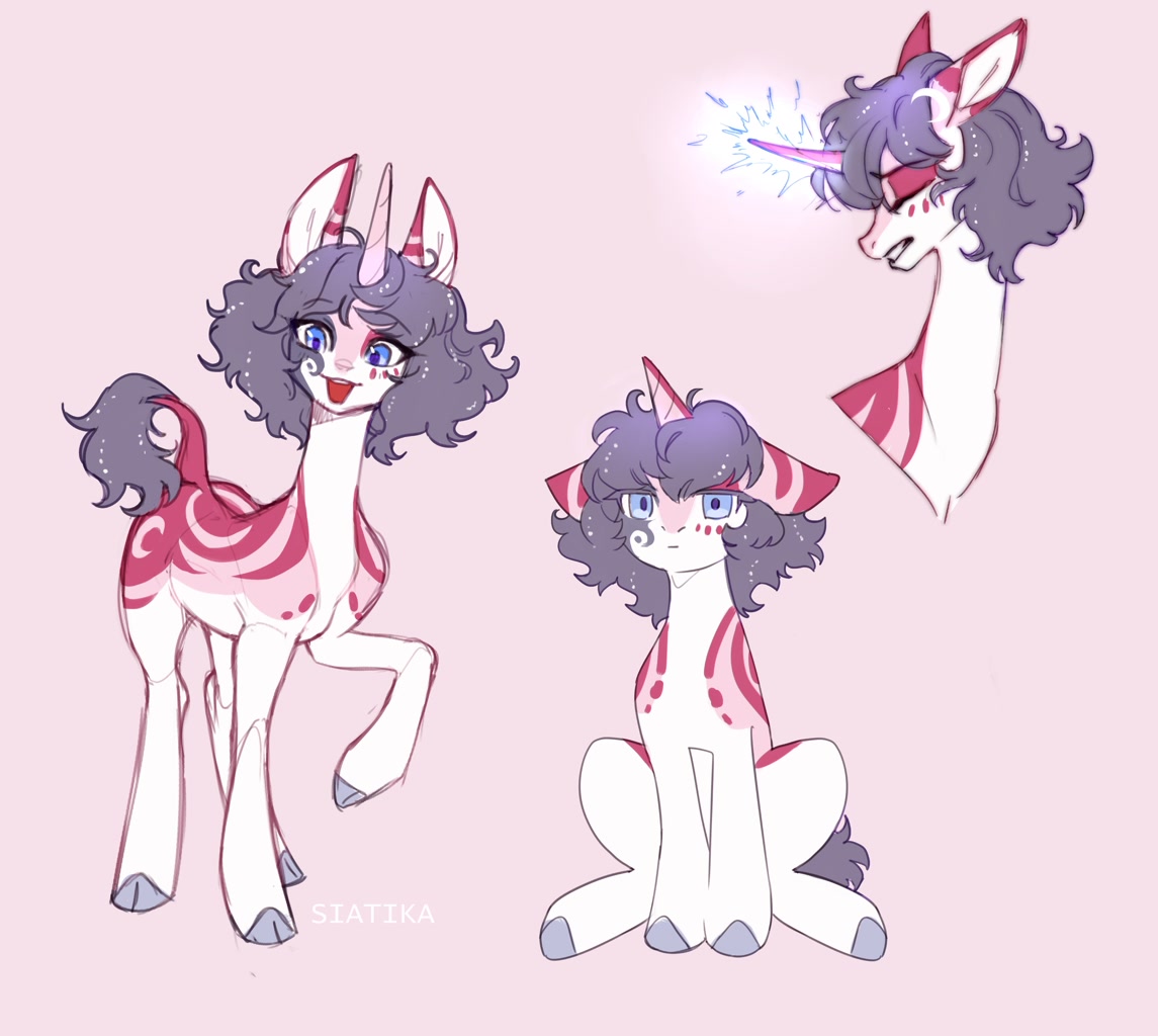 #3526957 - safe, artist:siatikas, oc, oc only, pony, unicorn, cloven hooves, curved horn, female ...