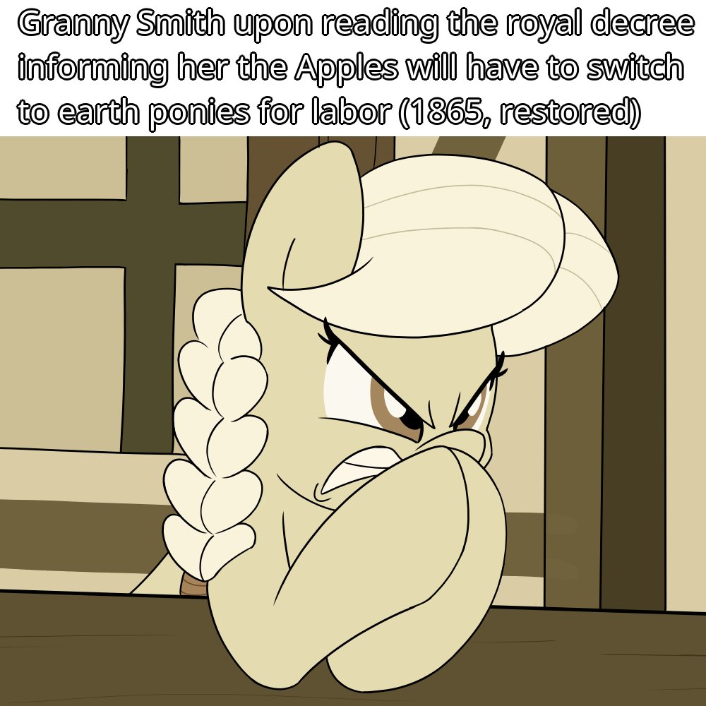 #3528022 - safe, artist:unitxxvii, granny smith, earth pony, pony, angry, frown, furrowed brow ...