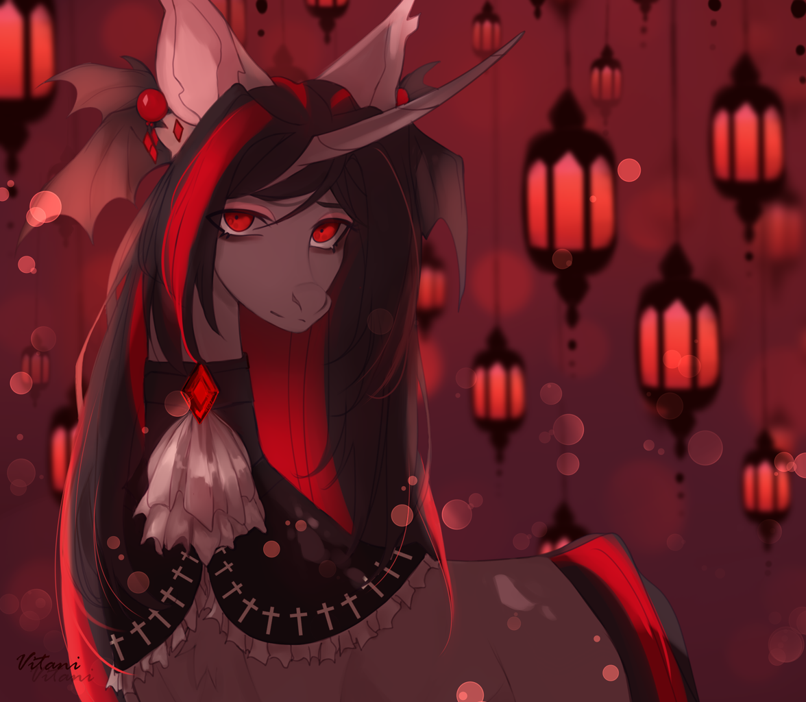 #3528464 - safe, artist:vitani, oc, oc only, pony, unicorn, clothes, curved horn, head wings ...