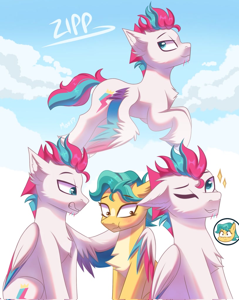 #3528786 - safe, artist:maxi_ponie, hitch trailblazer, zipp storm ...