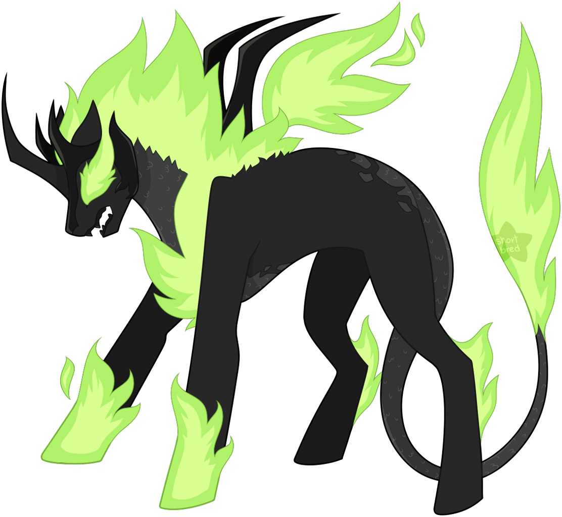 #3528980 - safe, artist:shortbred, oc, oc only, changeling, kirin, feral, fusion:queen chrysalis ...