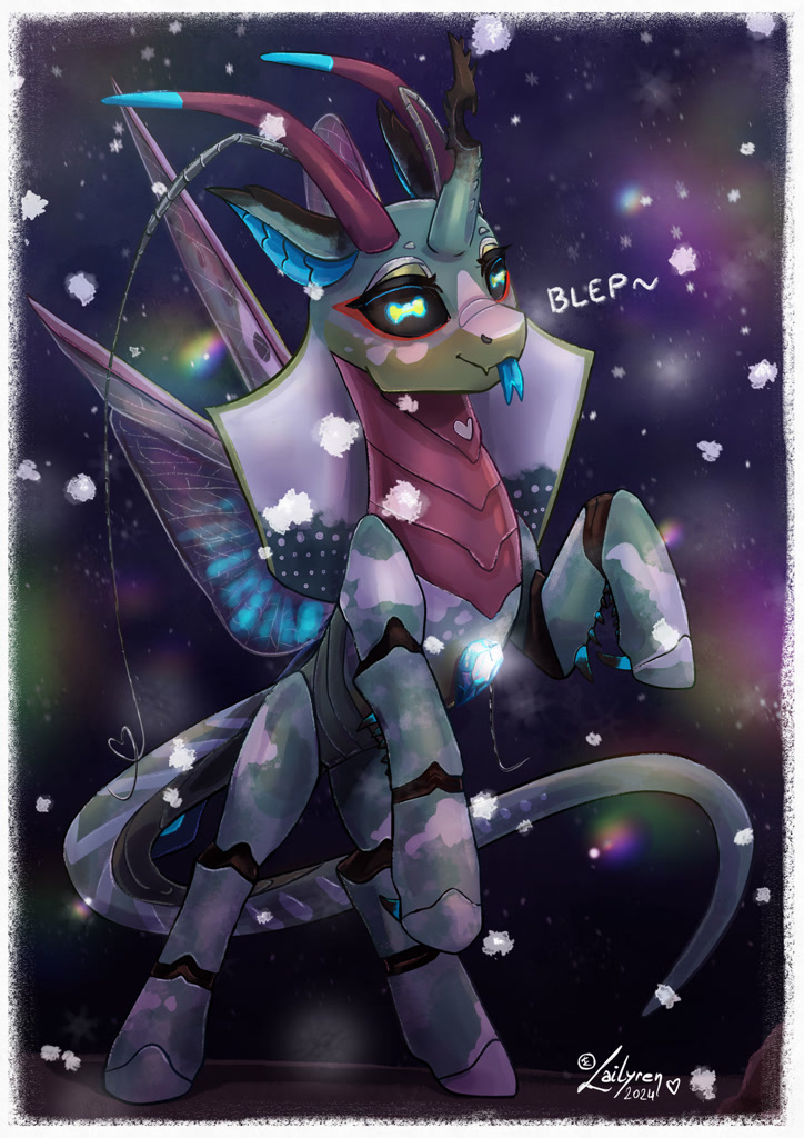 #3519417 - safe, artist:lailyren, oc, oc only, changedling, changeling, robot changeling, :p ...