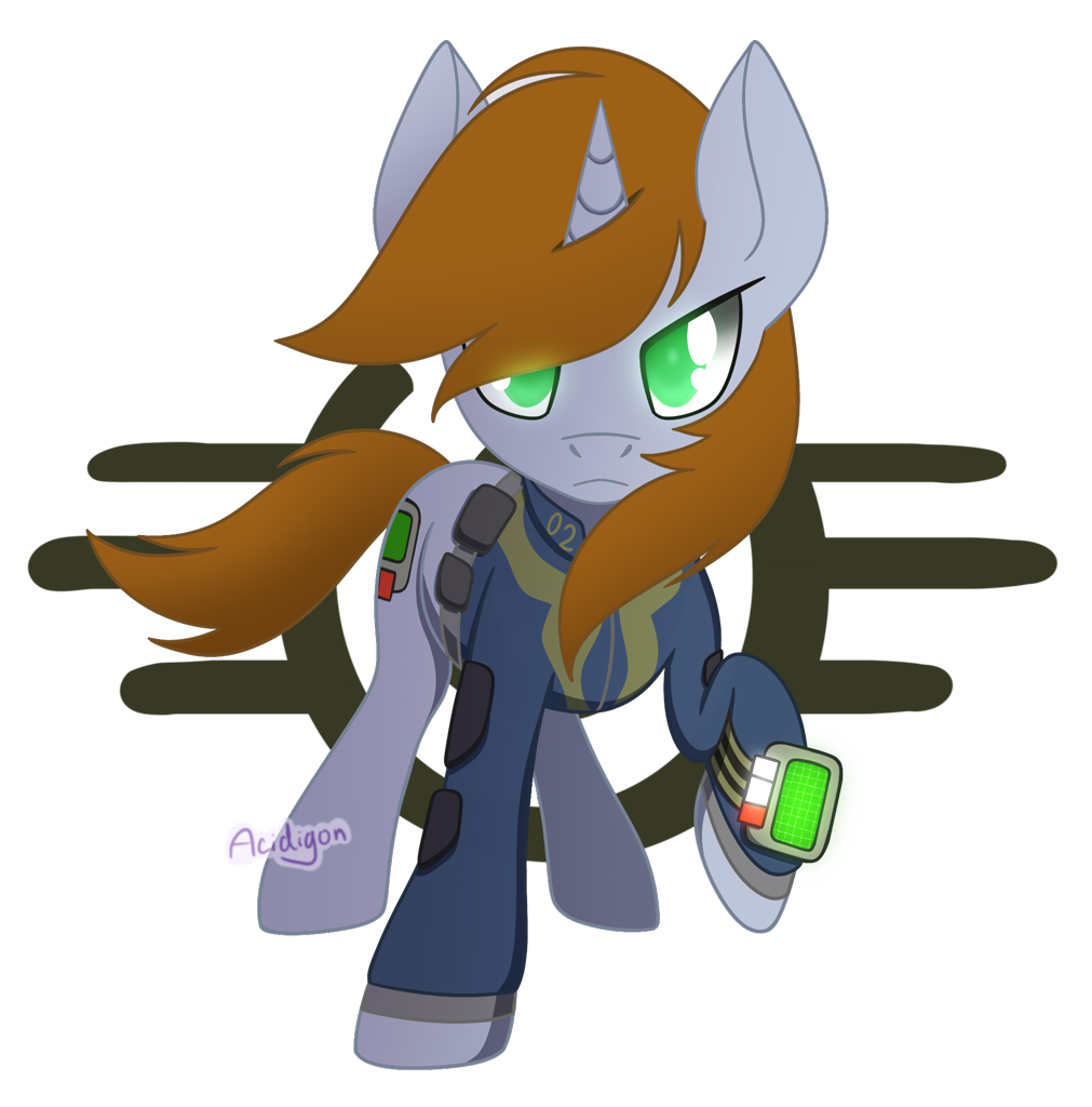 #3534735 - safe, artist:acidigon, oc, oc only, oc:littlepip, pony, unicorn, fallout equestria ...
