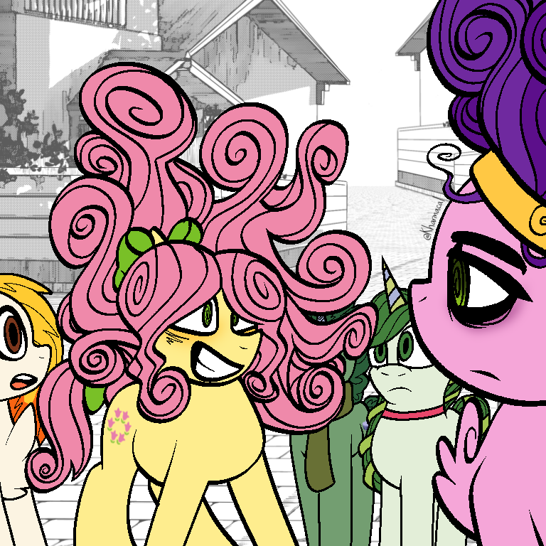 #3535822 - safe, artist:kharmacal, dapple, flare (g5), leaf pony, pipp ...