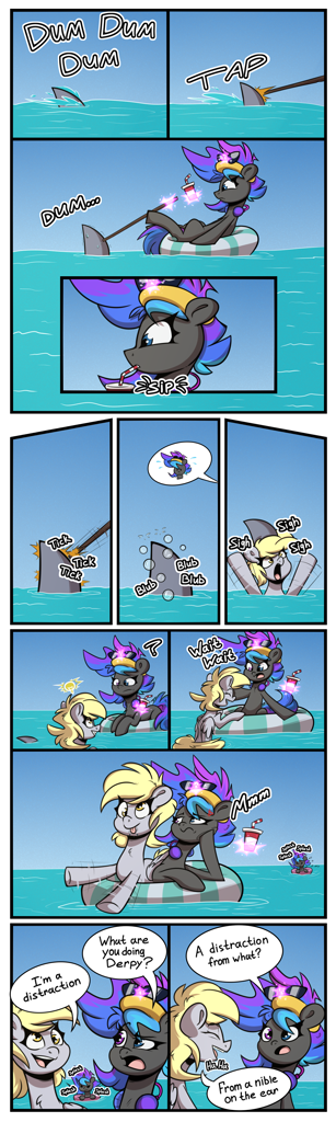 #3537249 - safe, artist:la hum, derpy hooves, oc, oc:lovely tune ...