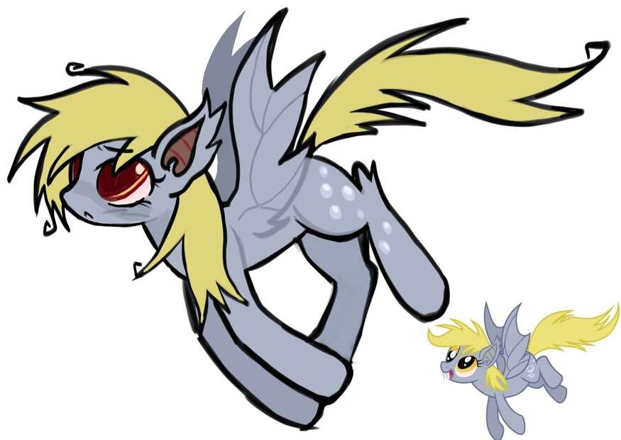 #3520376 - safe, artist:poniesinmyhead, derpy hooves, bat pony, pony ...