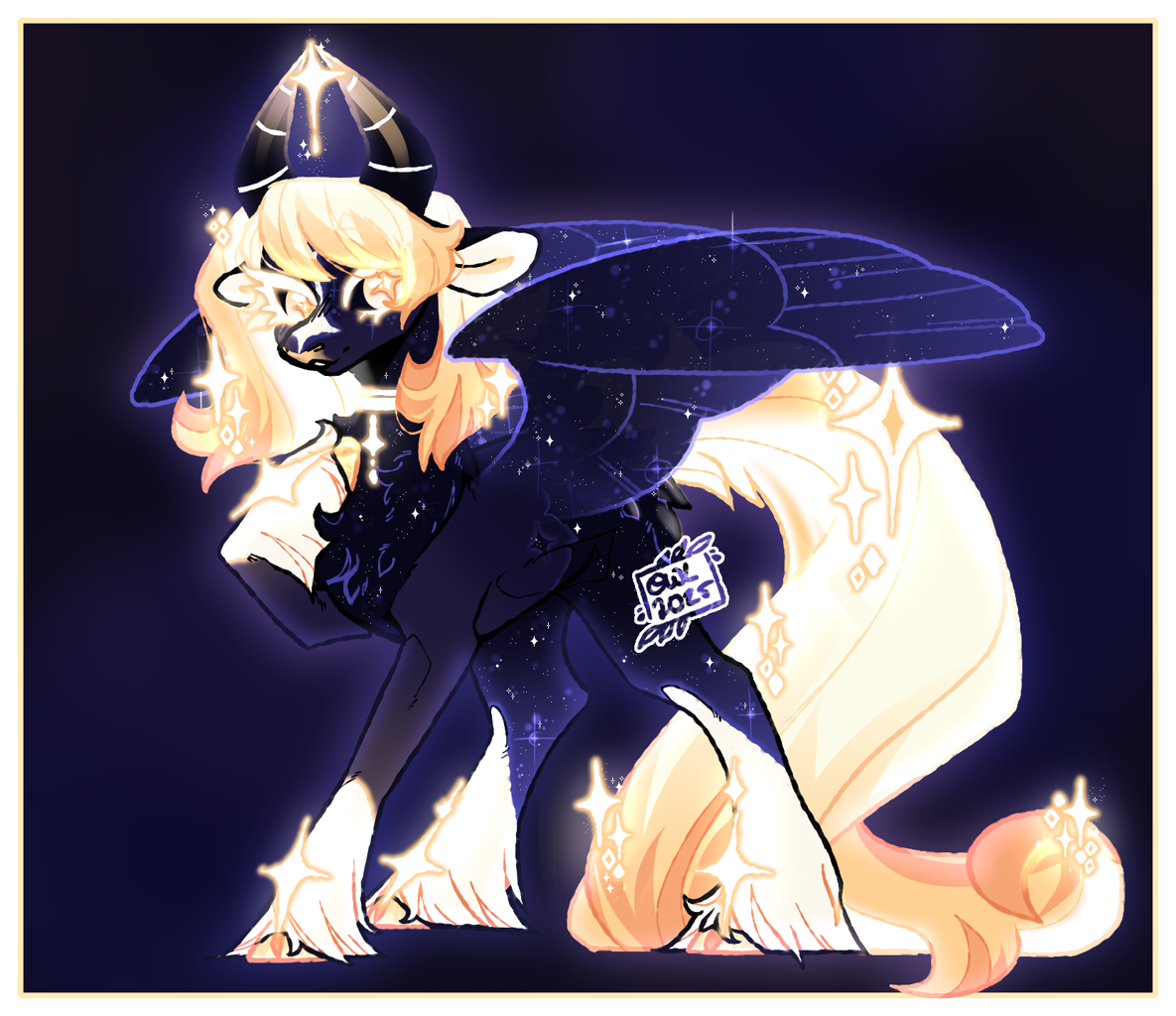 #3520394 - safe, artist:ghostly-nightowl, oc, oc only, oc:starlight, pegasus, pony, cloven ...