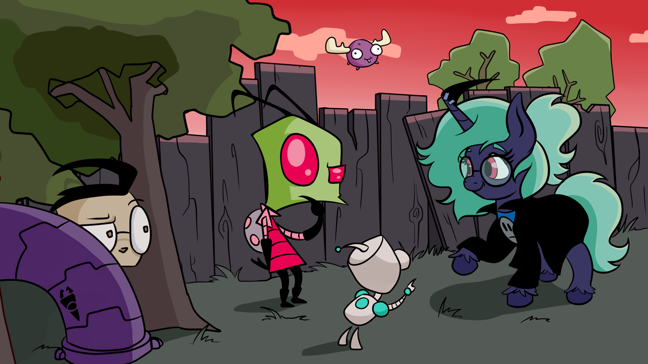 #3538795 - safe, artist:nedemai, oc, alien, human, pony, robot, unicorn ...