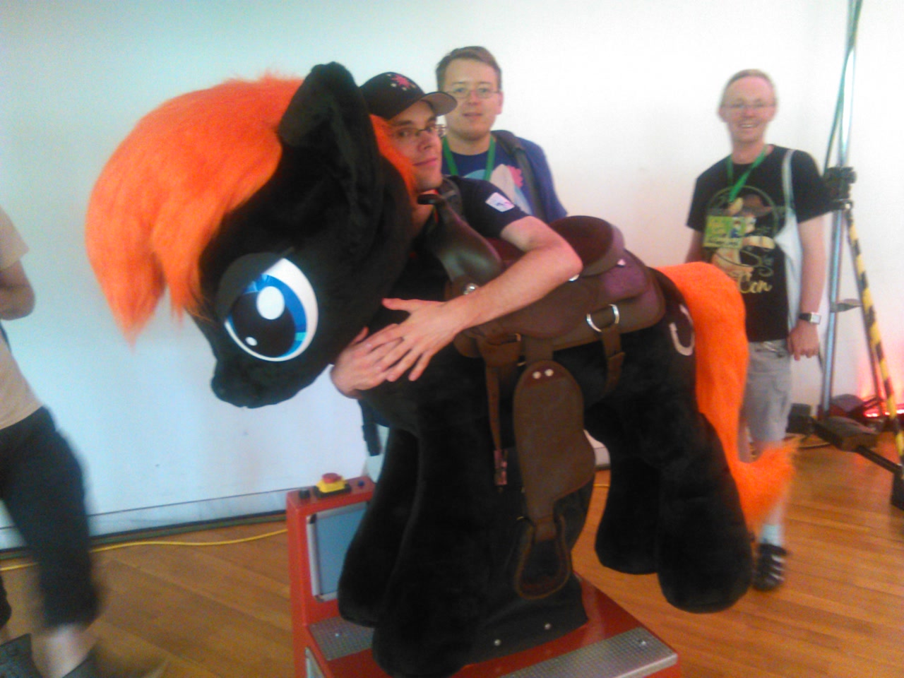 #3521286 - safe, artist:atalonthedeer, oc, oc:iron hoof, human, galacon ...