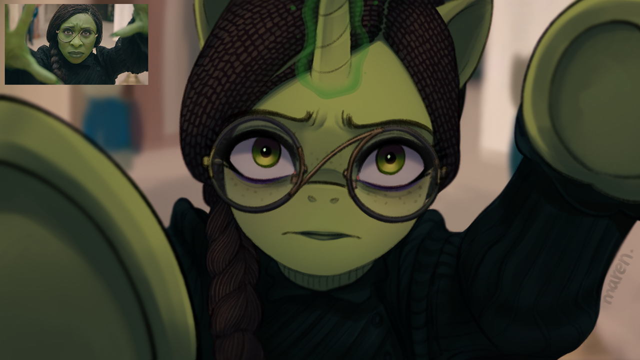 #3522956 - safe, artist:maren, pony, unicorn, elphaba, horn, ponified ...