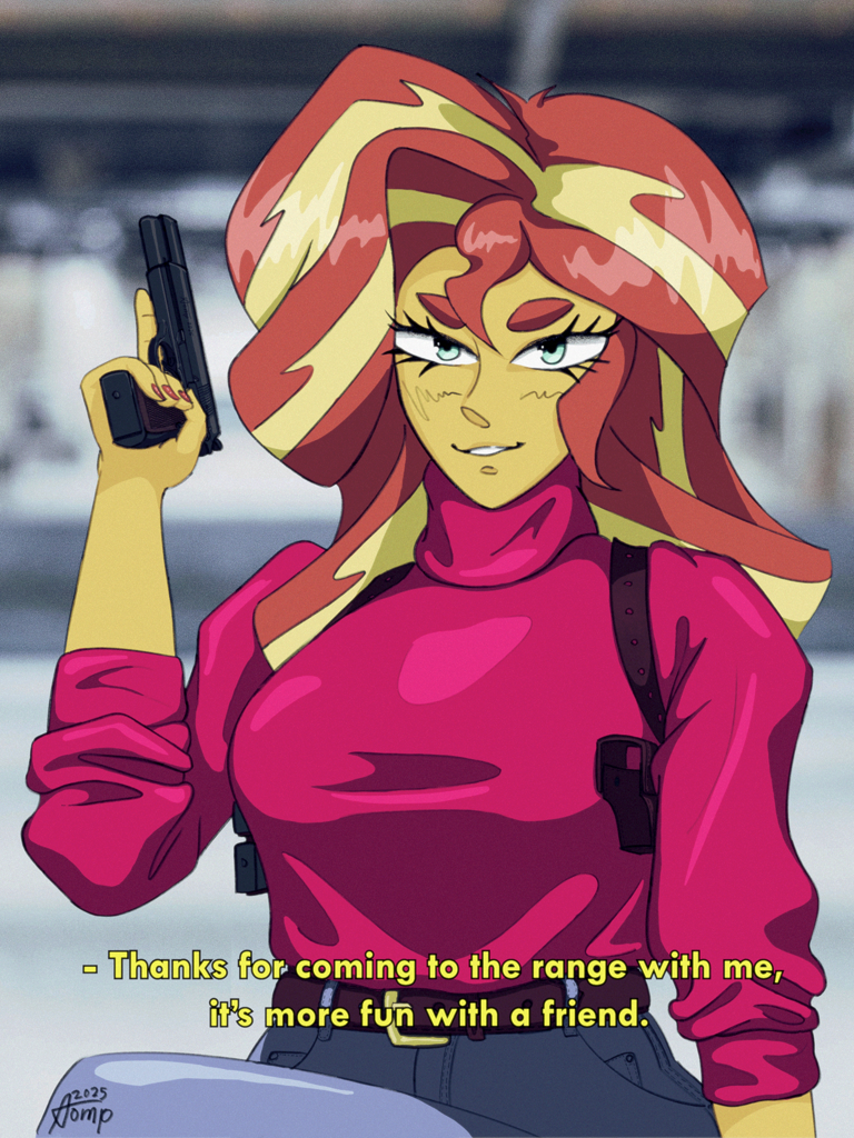 #3524277 - safe, artist:anyothermailpony, sunset shimmer, human ...