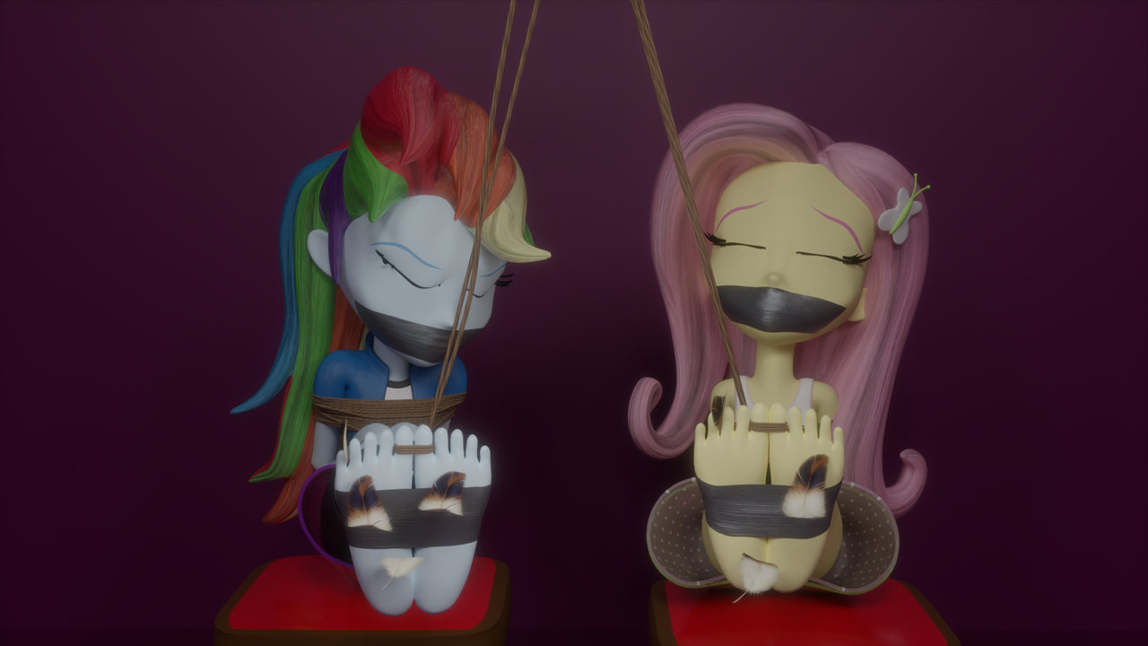 #3707581 - suggestive, artist:ennddy, fluttershy, rainbow dash, human ...