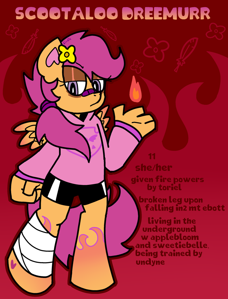 #3545622 - safe, artist:spritecranbirdie, scootaloo, oc, oc:ponytale ...