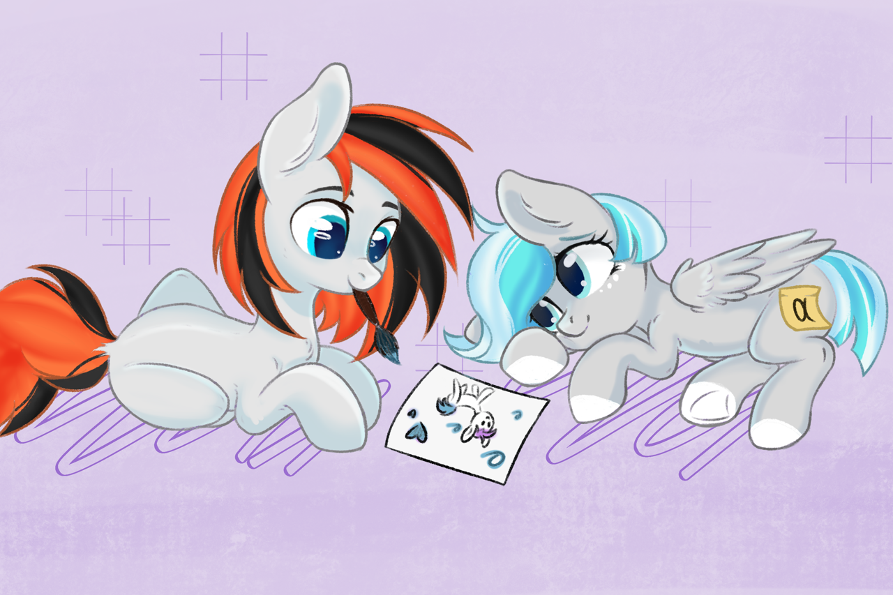 #3546197 - safe, artist:3akypo, oc, oc only, earth pony, pegasus, cute, duo, female, love, lying ...