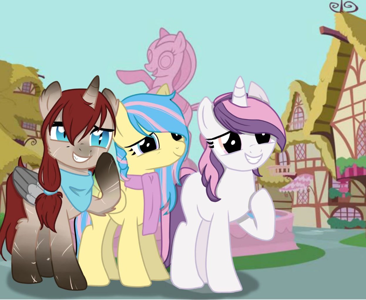 #3546876 - safe, artist:wife_muzana, oc, oc only, oc:lin melfrey, oc:sweetieck dreams, oc:voxel ...