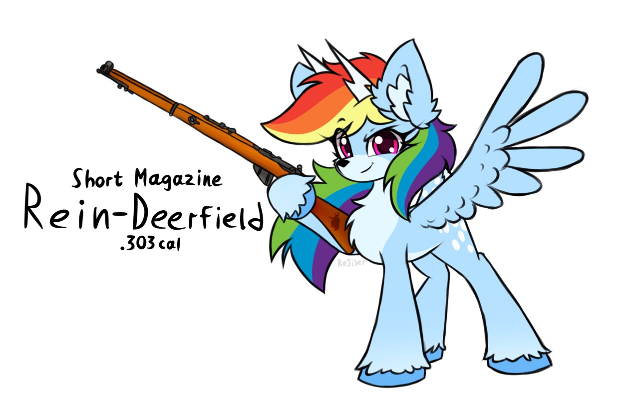 #3547654 - safe, artist:rejiser, rainbow dash, deer, deer pony ...