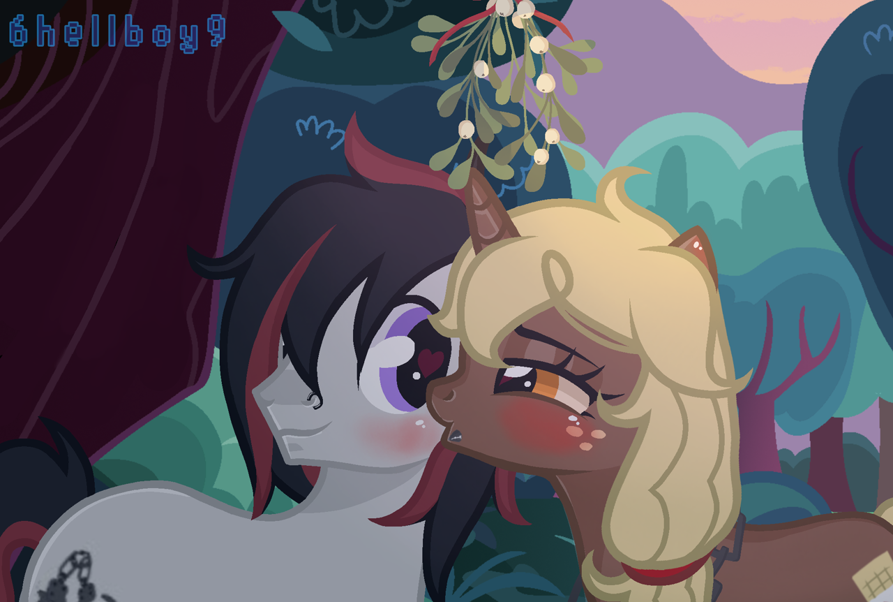 #3547972 - safe, artist:6hellboy9, oc, oc only, oc:diego, oc:kesha, earth pony, pony, unicorn ...