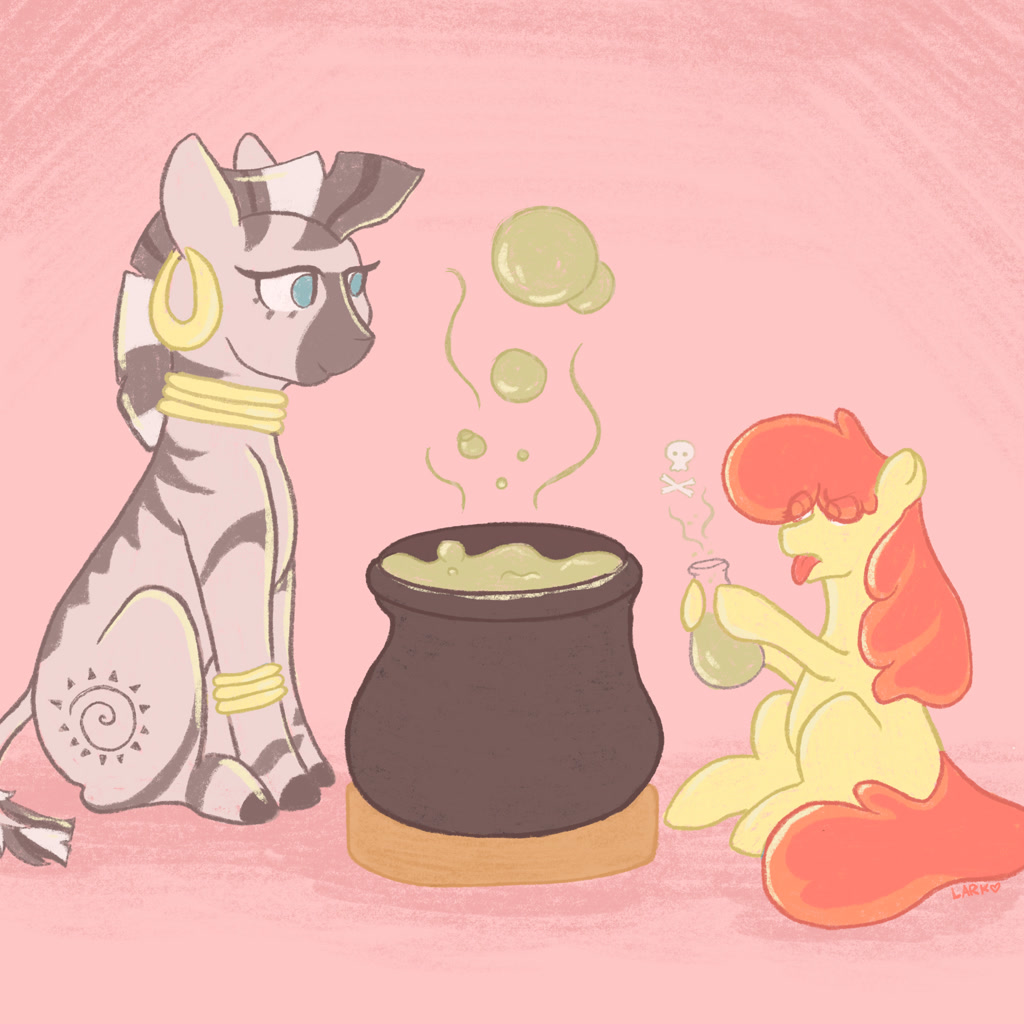 #3548082 - safe, artist:larkspur, apple bloom, earth pony, pony, zebra ...