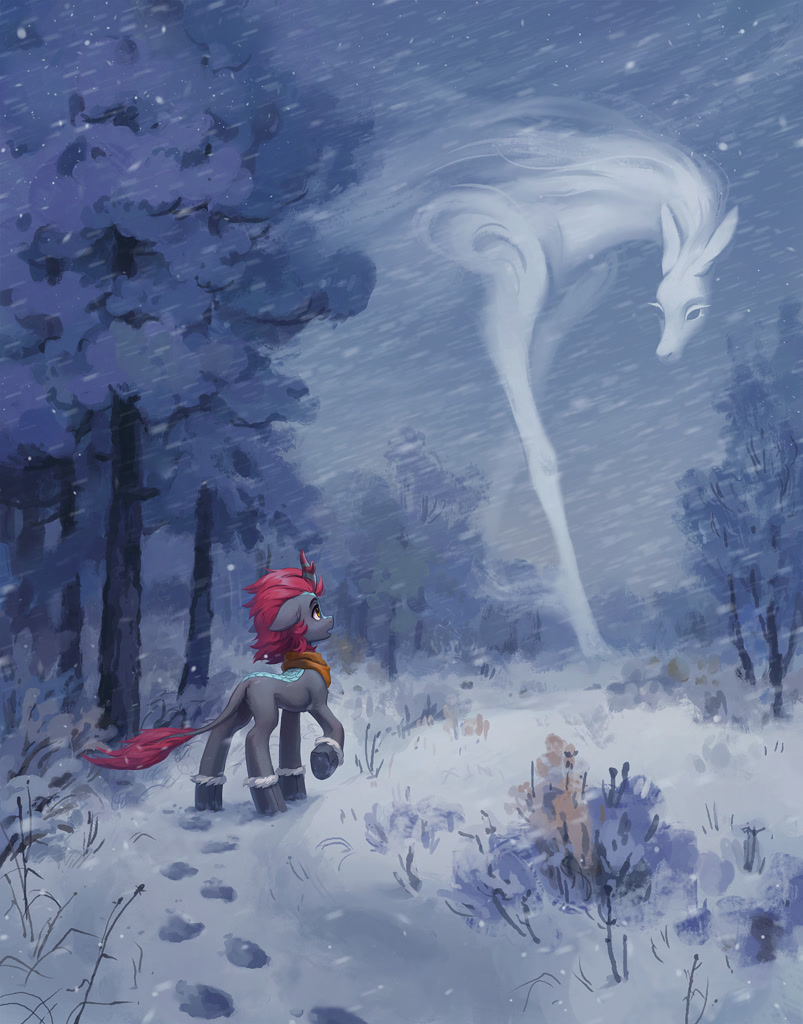 #3549532 - safe, artist:koviry, oc, oc only, oc:ember skies, kirin, windigo, blue, blue sky ...