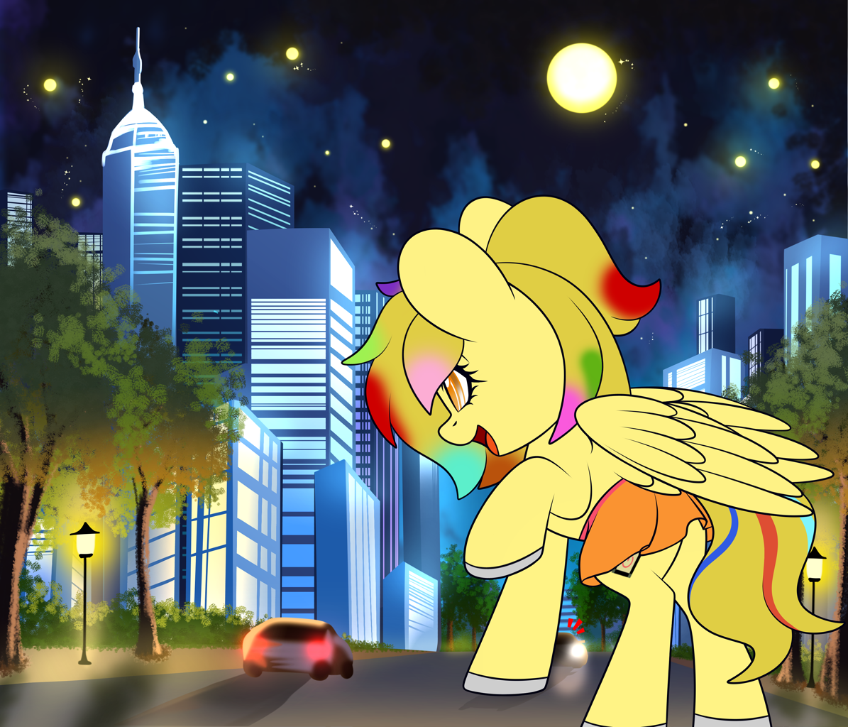 #3540270 - safe, oc, oc:光悦南曦, pegasus, pony, city, giant pony, macro ...