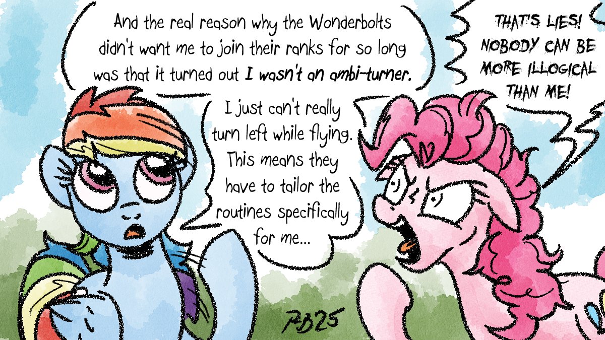 #3553338 - safe, artist:pony-berserker, pinkie pie, rainbow dash, earth ...