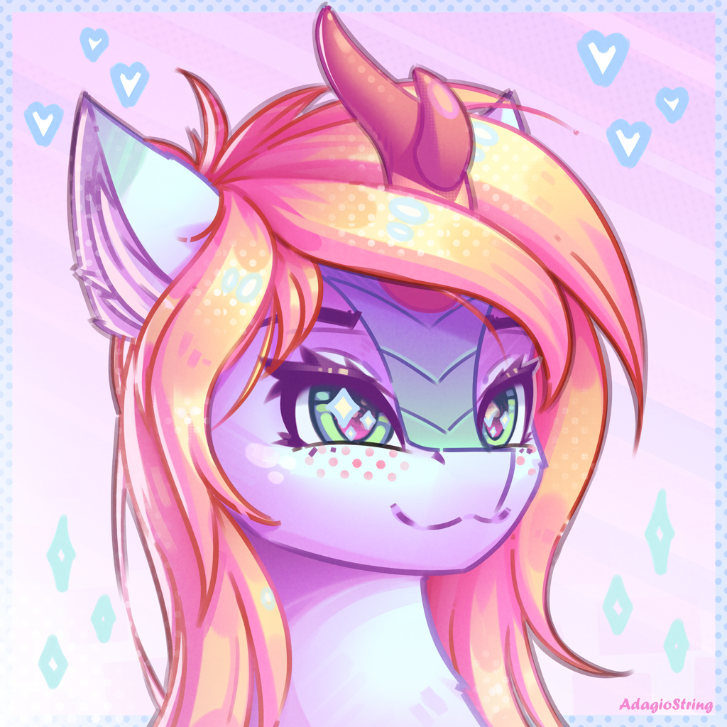 #3554113 - safe, artist:adagiostring, oc, oc only, kirin, bust, cute ...