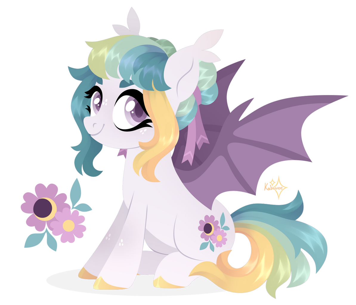 #3554193 - safe, artist:kabuvee, oc, oc only, oc:cosmos bloom, bat pony ...