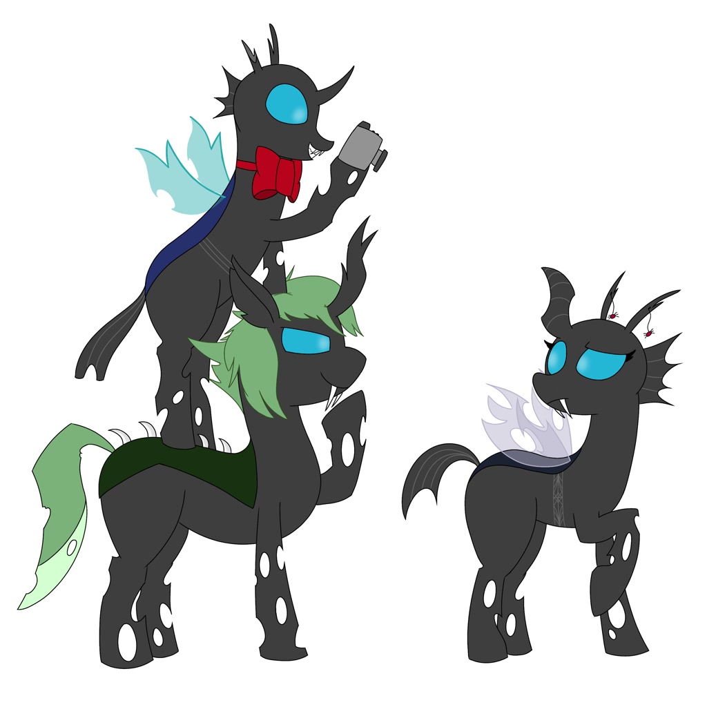 #3555302 - safe, artist:mizukame, oc, oc only, oc:mist veil, oc:verdant edge, changeling, camera ...