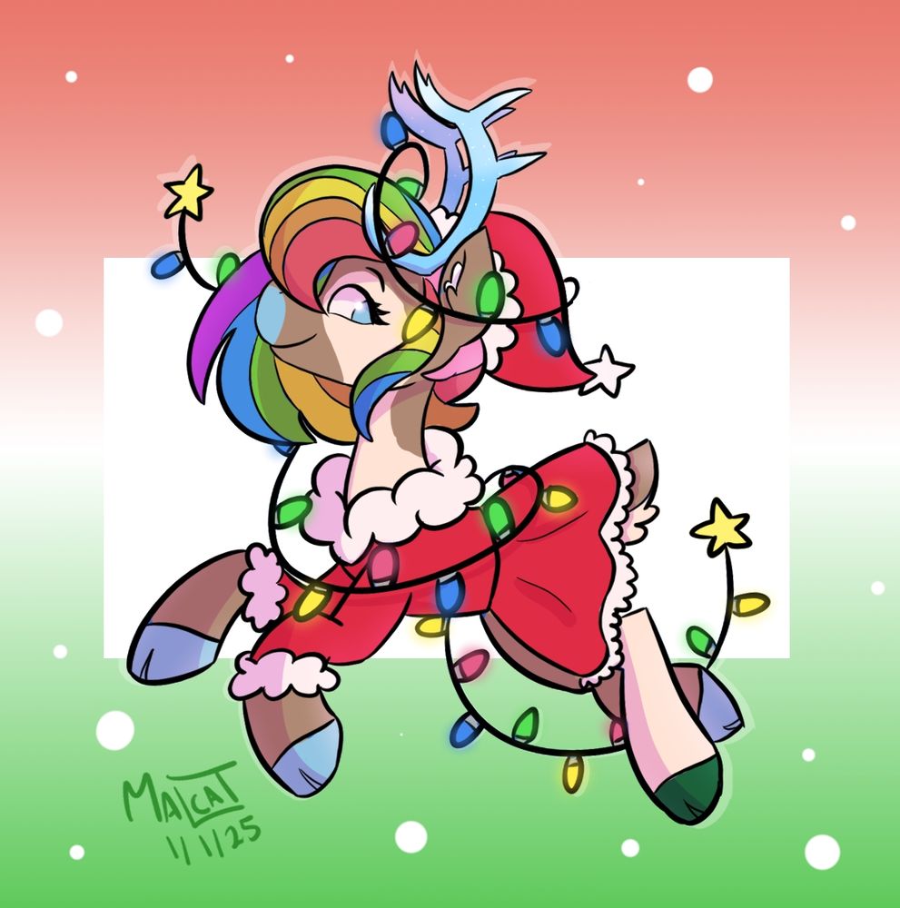 #3541181 - safe, artist:malcat, oc, oc only, oc:joy, deer, reindeer ...
