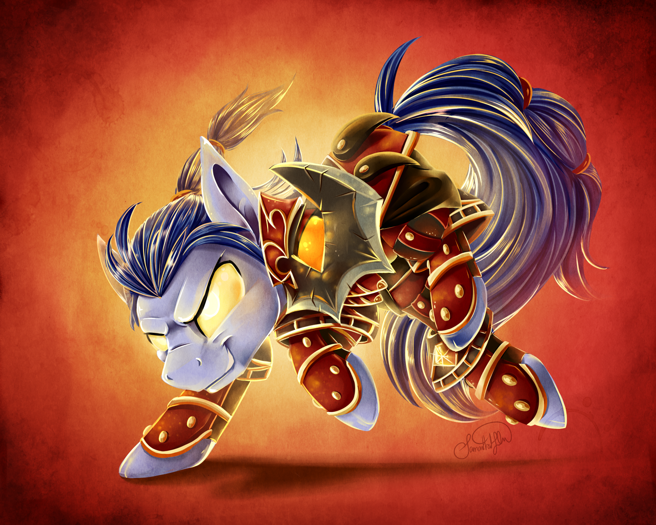 #3542451 - safe, artist:jadedjynx, elf, night elf, pony, armor, fantasy ...