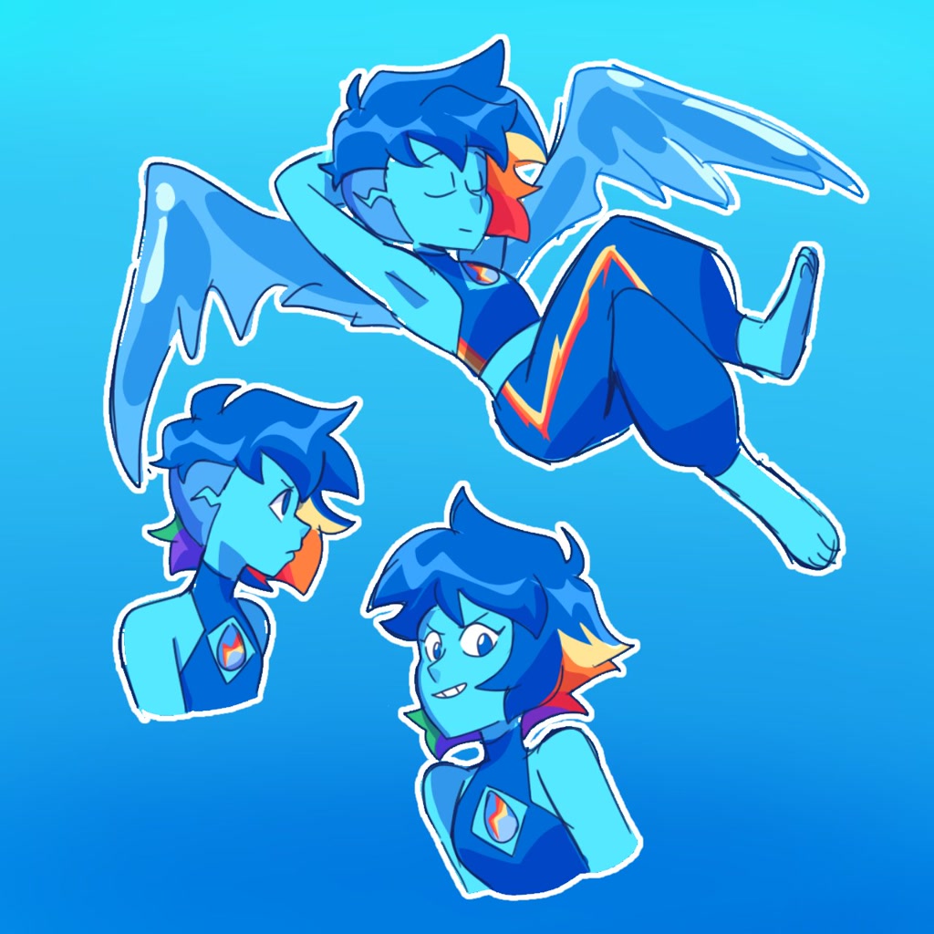 #3544174 - safe, artist:kazin_cartoon, rainbow dash, gem (race), humanoid, g4, lapis lazuli ...