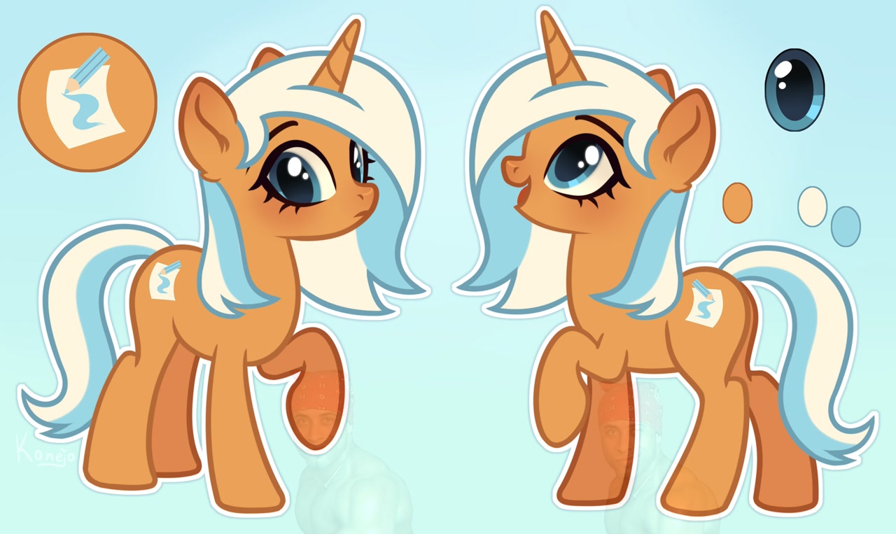 #3557652 - safe, artist:konejo, oc, oc only, pony, unicorn, g4, horn, raised hoof, reference ...