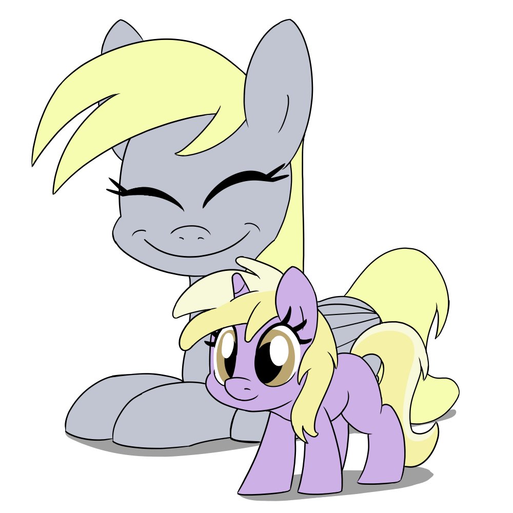 #3563060 - safe, artist:unitxxvii, derpy hooves, dinky hooves, pegasus ...