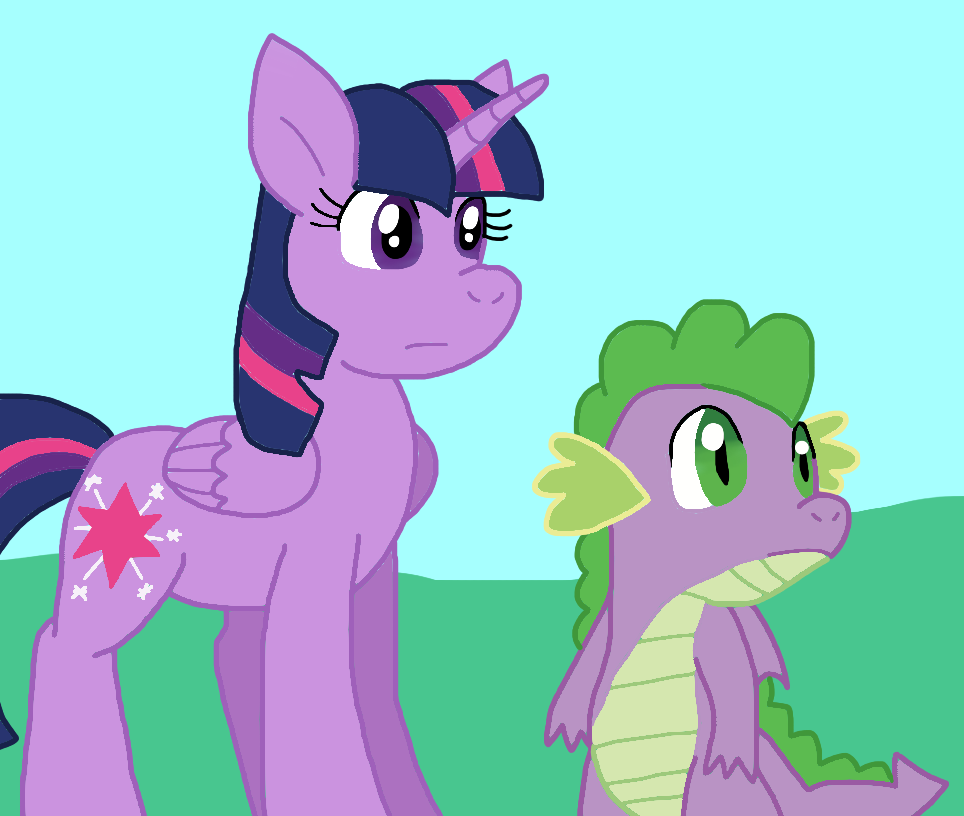 #3564641 - safe, artist:cmara, spike, twilight sparkle, alicorn, dragon, pony, g4, duo, duo male ...