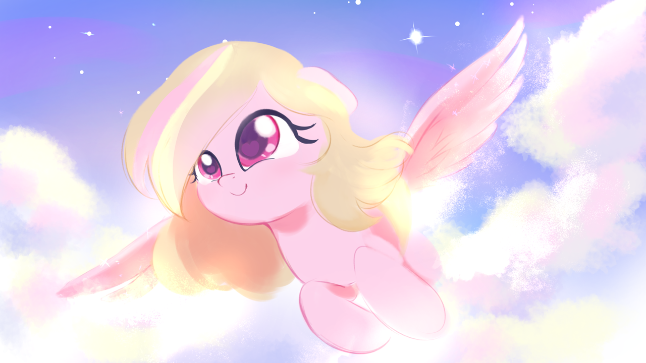 #3564929 - safe, artist:dulldi, oc, oc only, oc:petal twinkle, pegasus, pony, g4, cloud, female ...