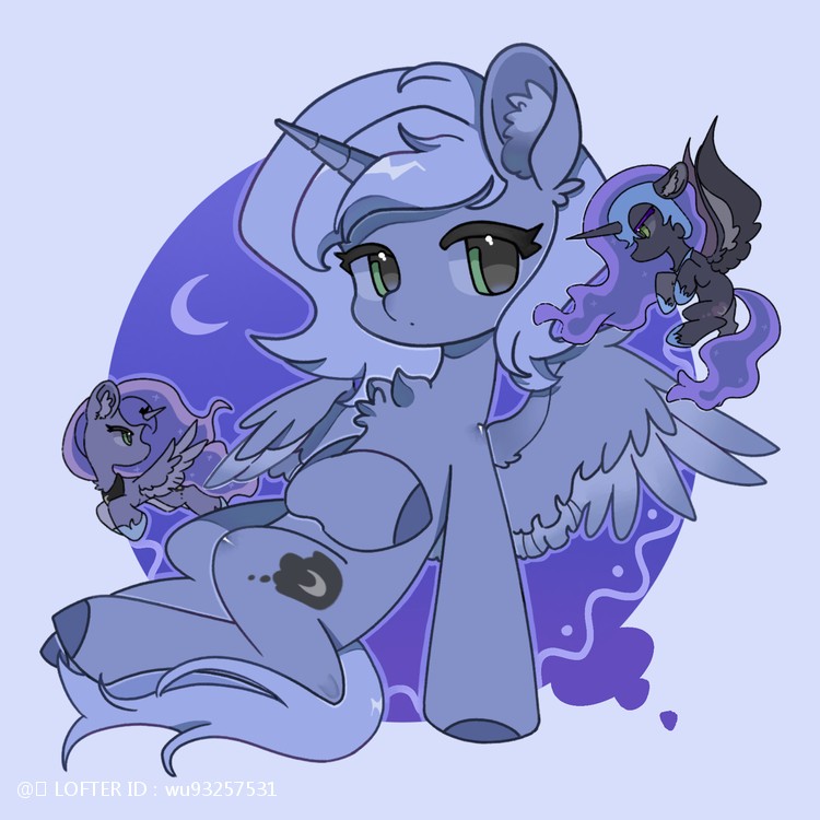 #3565604 - safe, artist:wu93257531, nightmare moon, princess luna, alicorn, angel, devil, pony ...