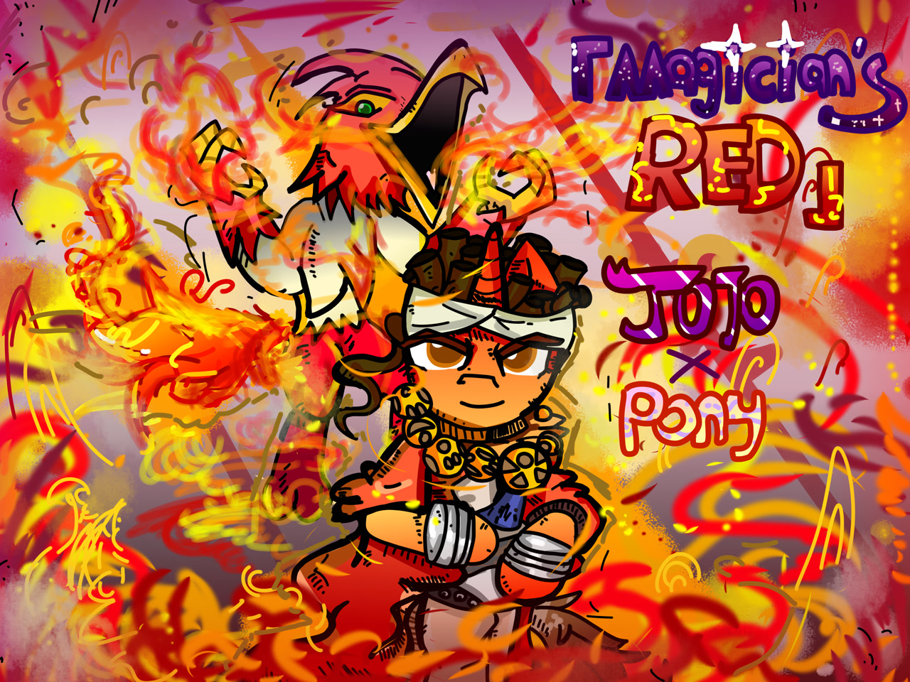 #3566231 - safe, artist:捕捉彩虹, fire, jojo, jojo's bizarre adventure ...