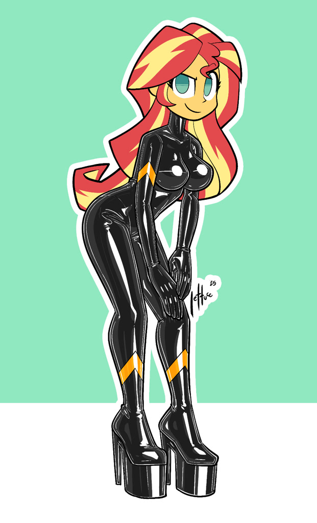 #3567465 - suggestive, artist:latexia, sunset shimmer, human, equestria girls, g4, breasts ...